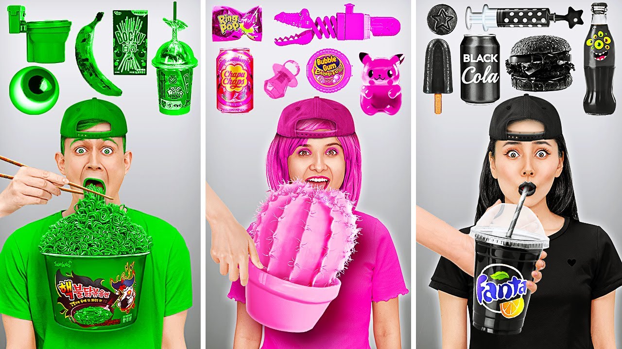 COLORFUL CRAVINGS CHALLENGE || Eating Only One Color Food for a Day by ...