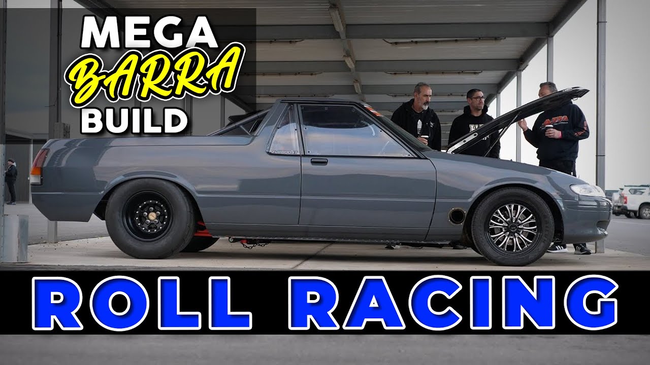 ROLL RACING - Big TURBO Barra drag ute (That wasn't supposed to happen ...