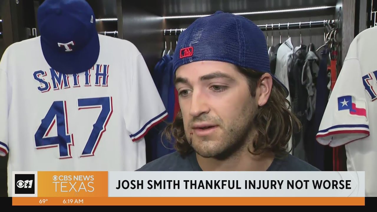 Texas Ranger Josh Smith thankful injury not worse - YouTube
