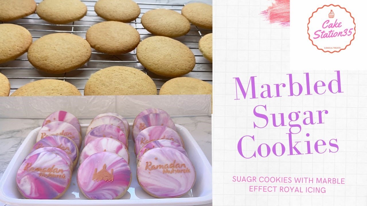 Sugar Cookies with Marble Effect Royal Icing - YouTube
