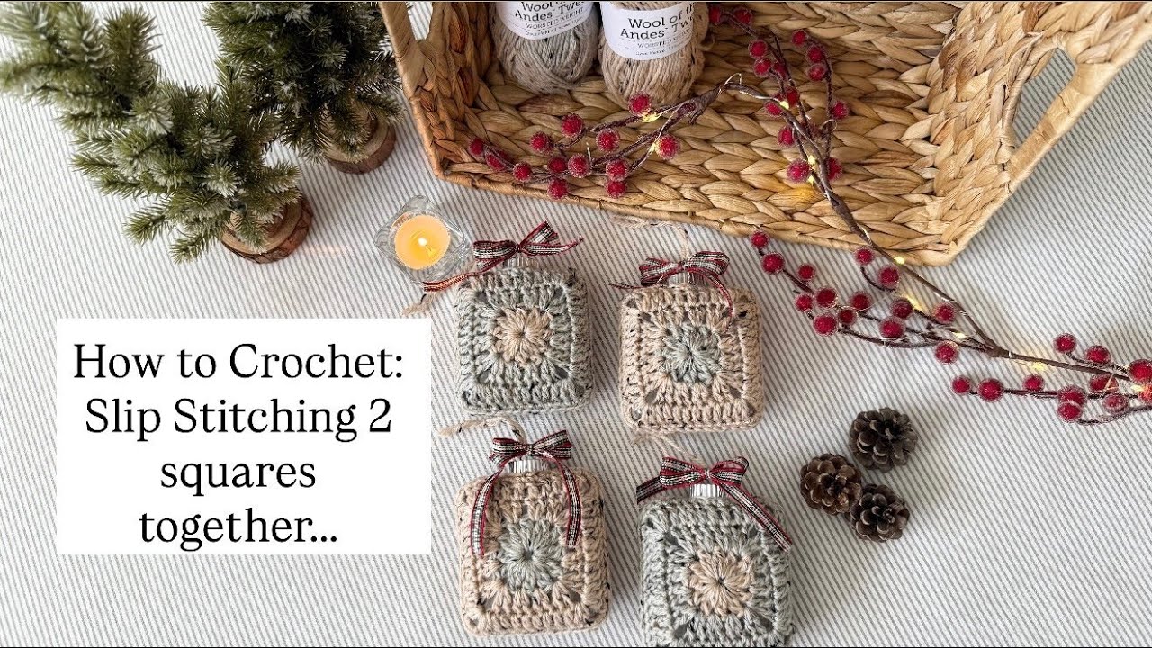 How to Crochet 2 squares together with Slip Stitches to finish a ...