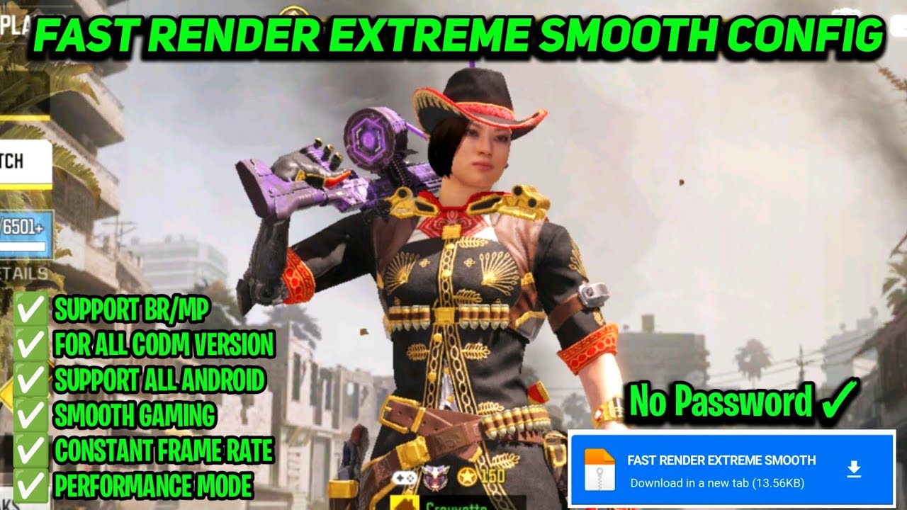 FAST RENDER EXTREME SMOOTH CONFIG IN COD MOBILE | FIX FPS DROPS BR/MP ...