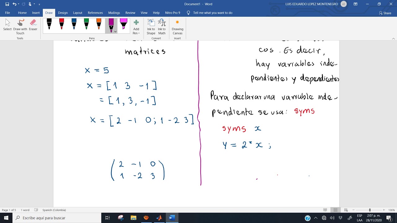 01 Matrices y vectores en Matlab y/o Octave - YouTube