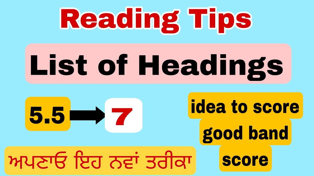 Reading Tips to solve list of headings || IELTS || Tips for reading ...