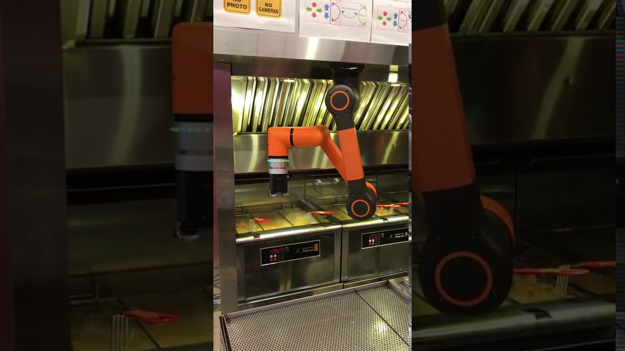Gimatic and Hanwha Robot make fried chicken - YouTube