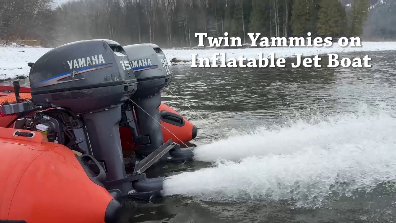 Twin Yamaha Outboard Jets on Inflatable Jet Boat - YouTube