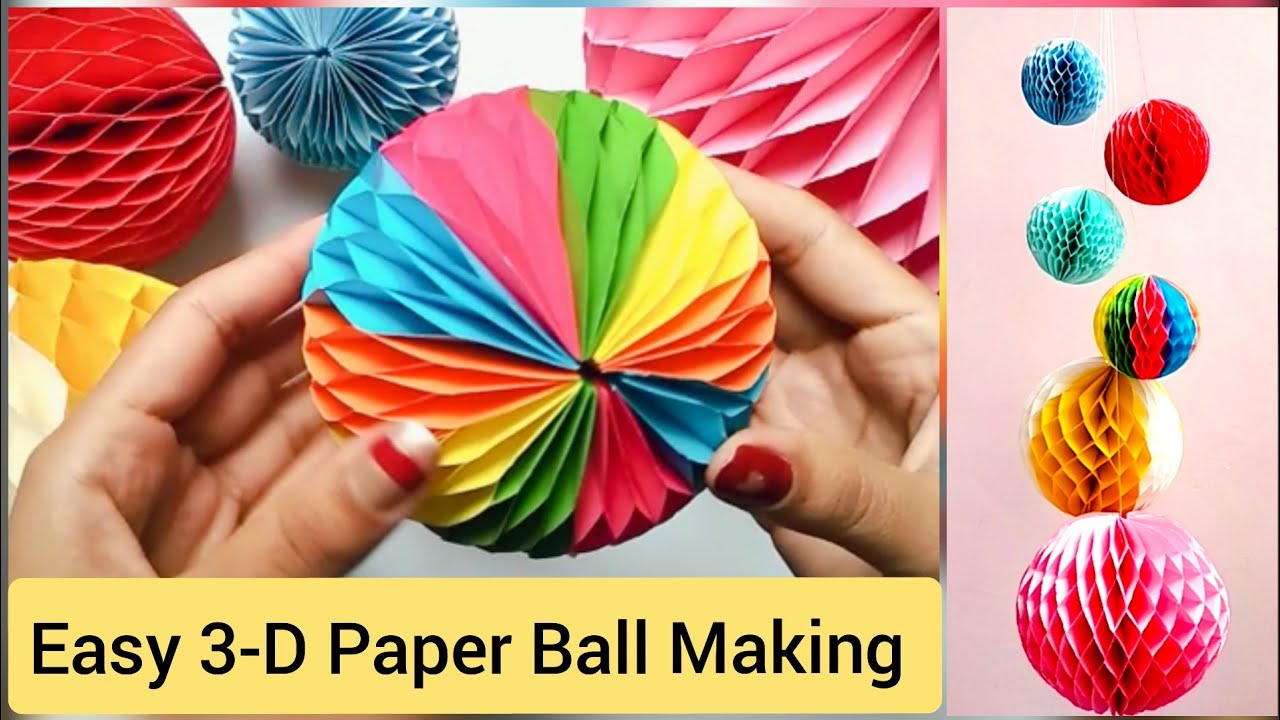 How To Make Paper Honeycomb Ball |3-D Paper Ball|Paper Ball Making ...