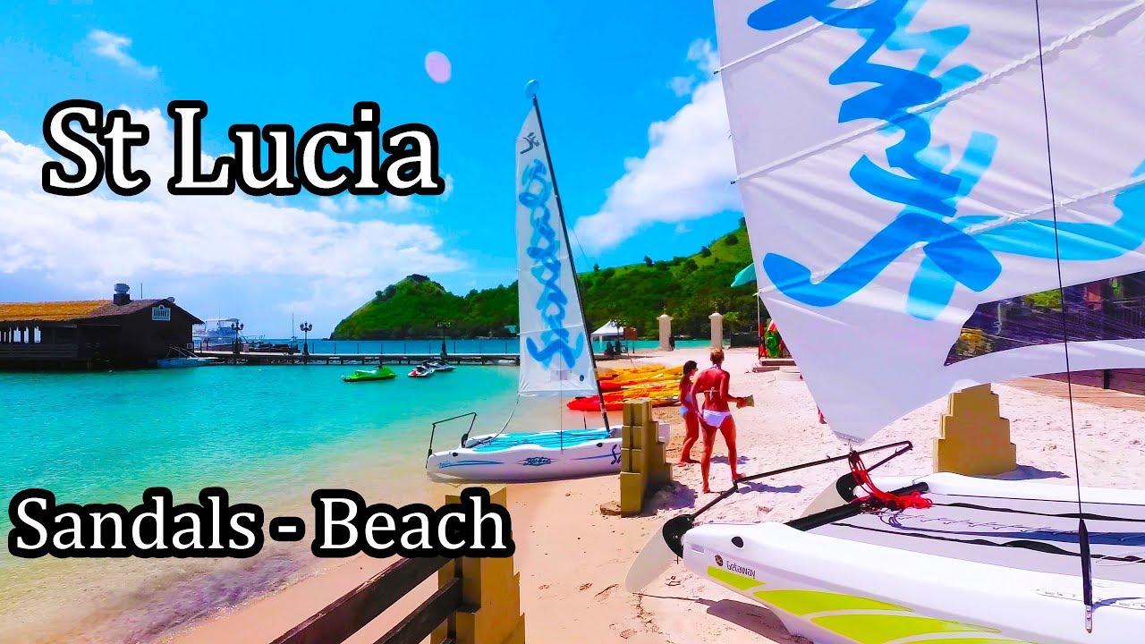 St Lucia Island - Sandals Resort Beach Walk - 2017 (4K) - YouTube
