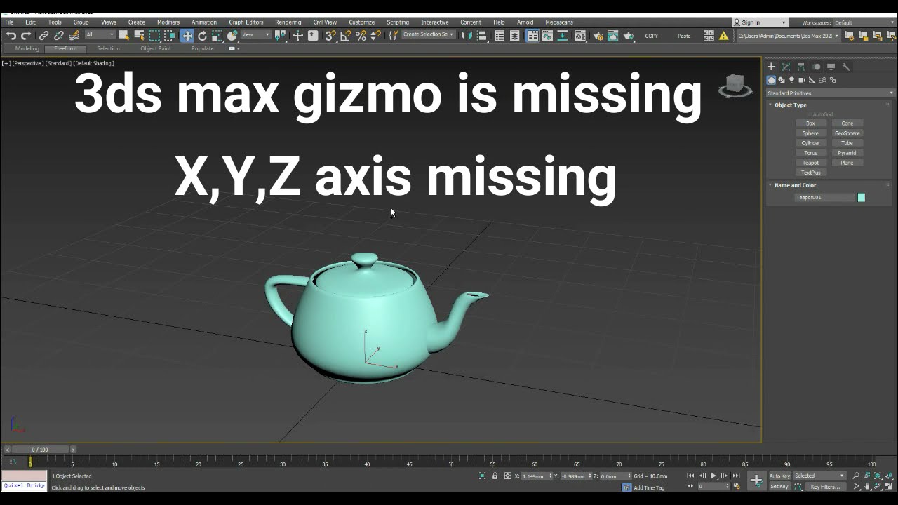 3dsmax XYZ axis gizmo missing #shorts problem solved #shots - YouTube
