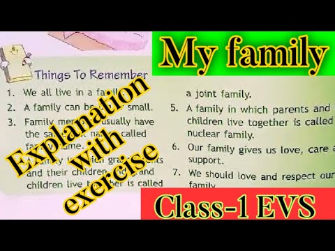 EVS My family class 1||EVS class 1 My family || EVS chapter 4 My family ...