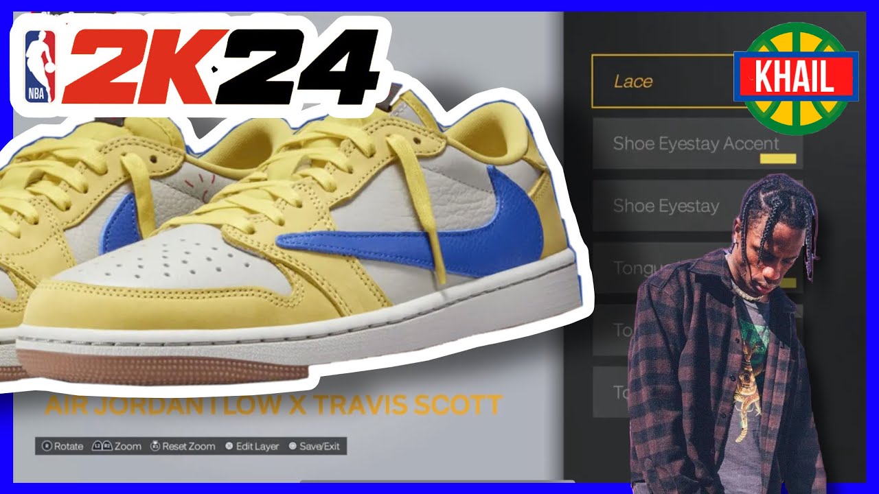NBA 2K24- Travis Scott x Air Jordan 1 Low "Canary" Elkins Colorway ...