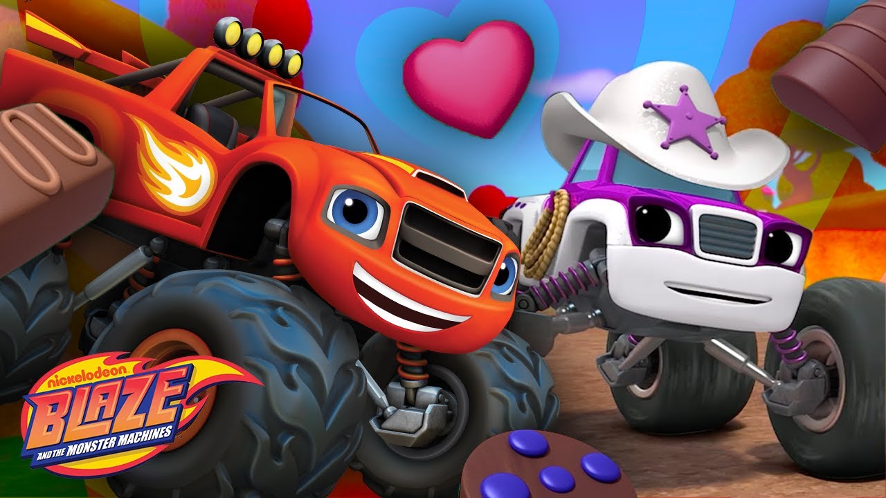 Blaze Feeds Candy Chompers Lollipops & Chocolates! 🍭 w/ AJ & Starla ...