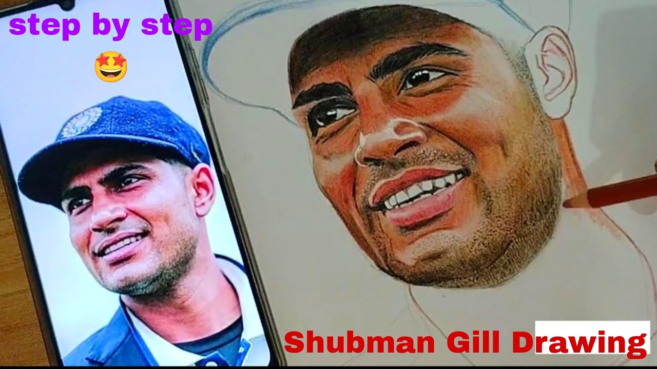Shubman gill Drawing Step by step 🤩 - YouTube