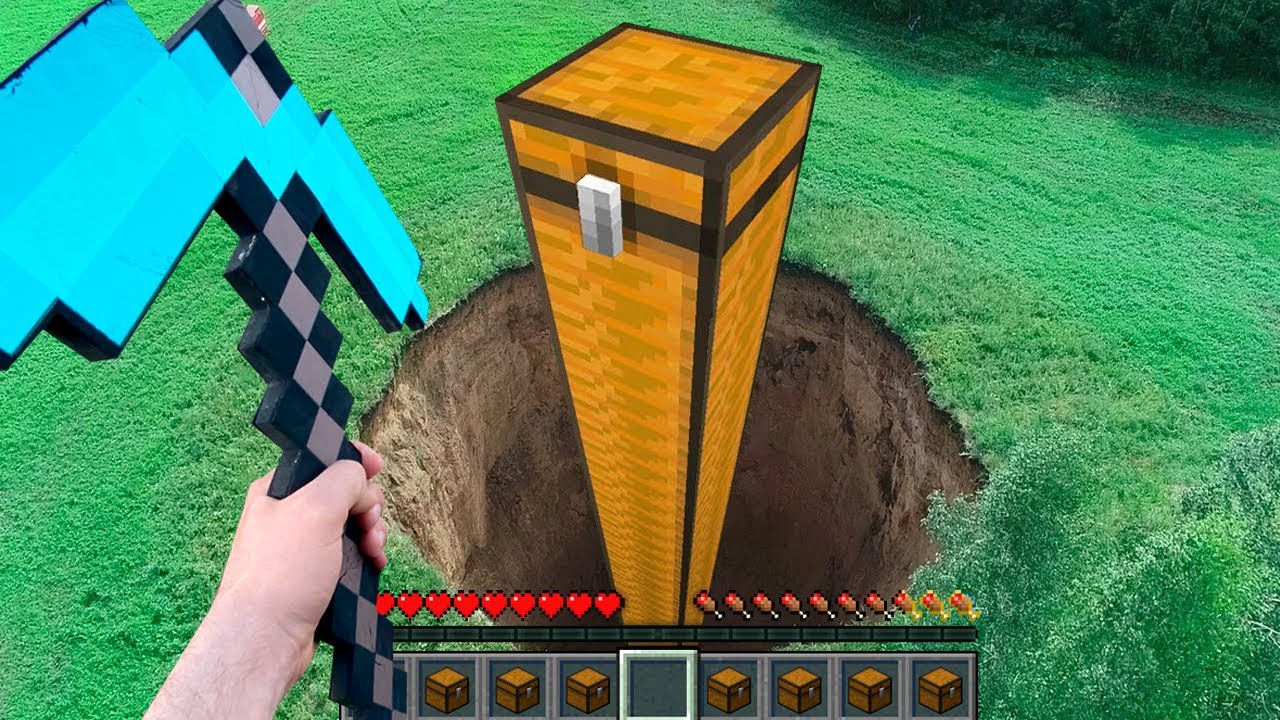 Minecraft PE Real Life POV - Realistic GIANT HOLE in Minecraft - YouTube