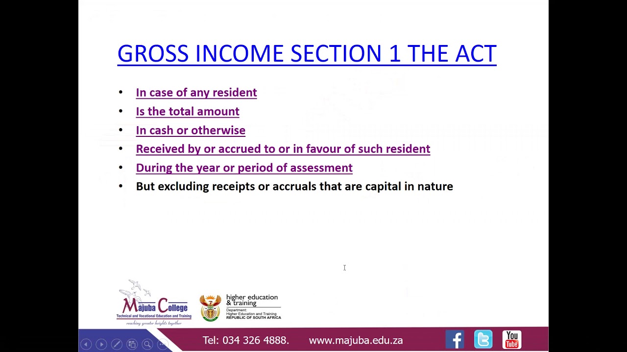 Income Tax N6 Part 2 Definition Of Gross Income Mr K Modisane