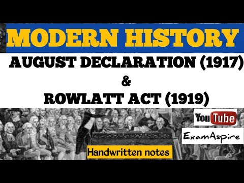 August declaration 1917#rowlatt act 1919#modern history for PSC exam ...