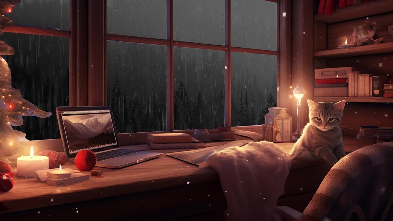 Sound Of Heavy Rain And Thunder Outside The Window | Cozy Desk With A ...