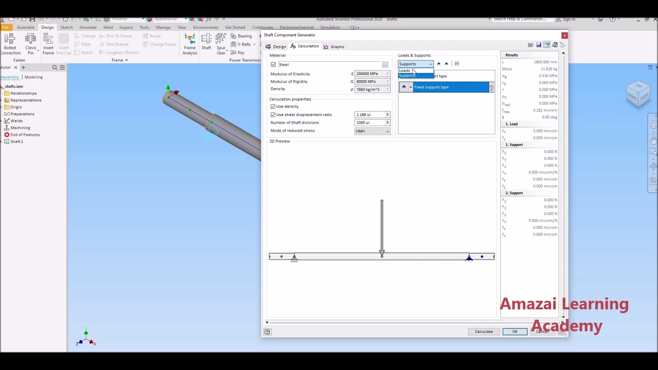 Shaft Design with load calculation Example 3 in Auto desk Inventor ...