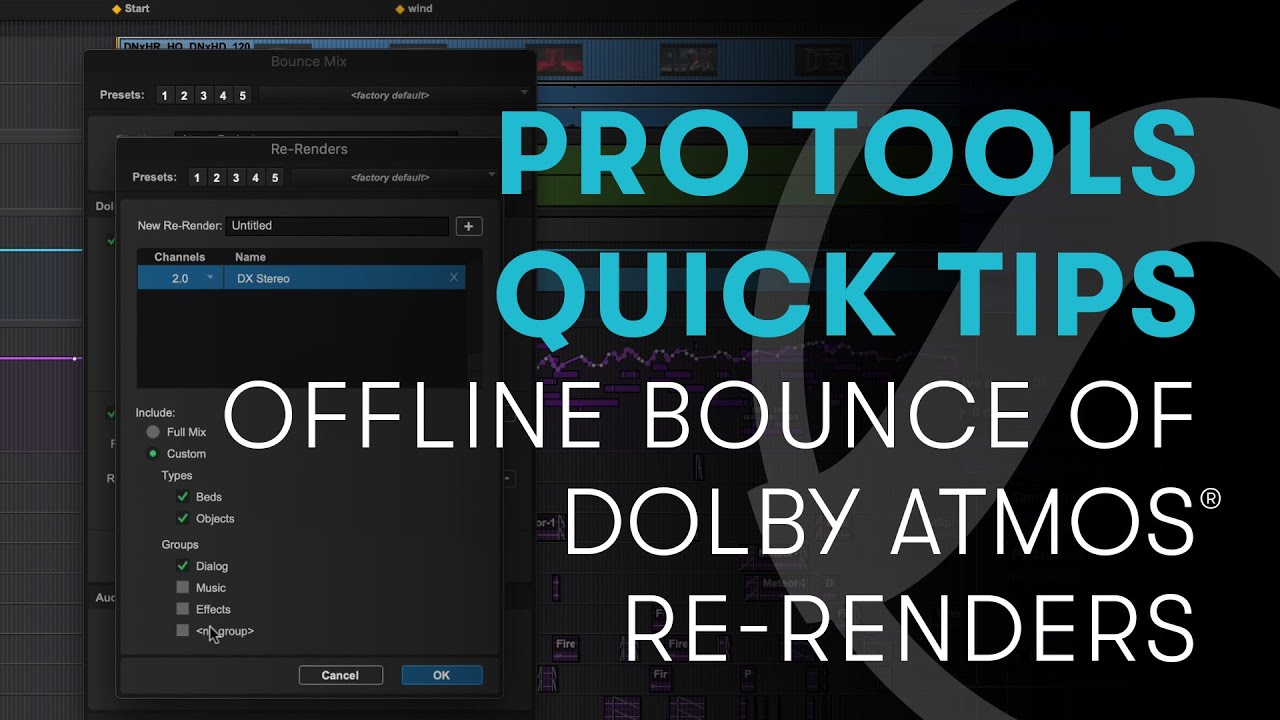 Pro Tools Quick Tips: Offline Bounce of Dolby Atmos® Re-renders - YouTube