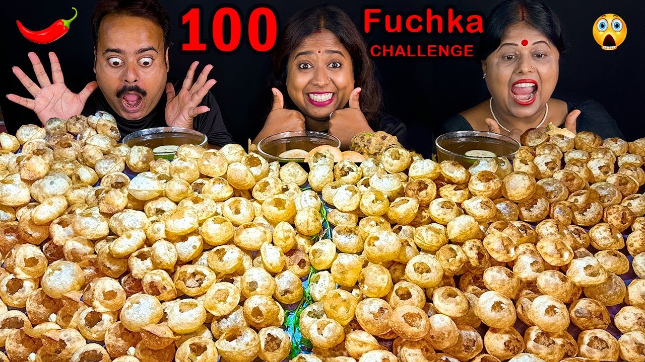 100Spicy🔥🌶️Fuchka Eating Challenge | 100 Panipuri Eating/Golgappa ...