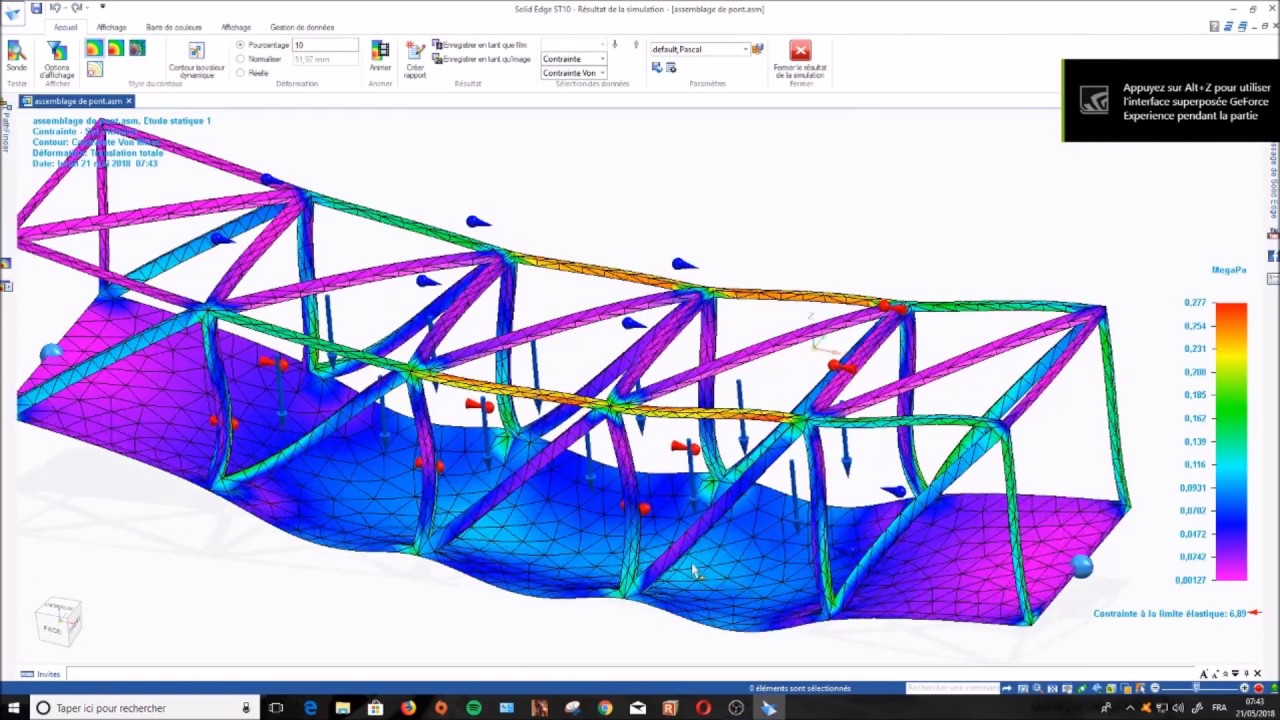Solid Edge Modeliser un pont et simuler les contraites et deplacements ...