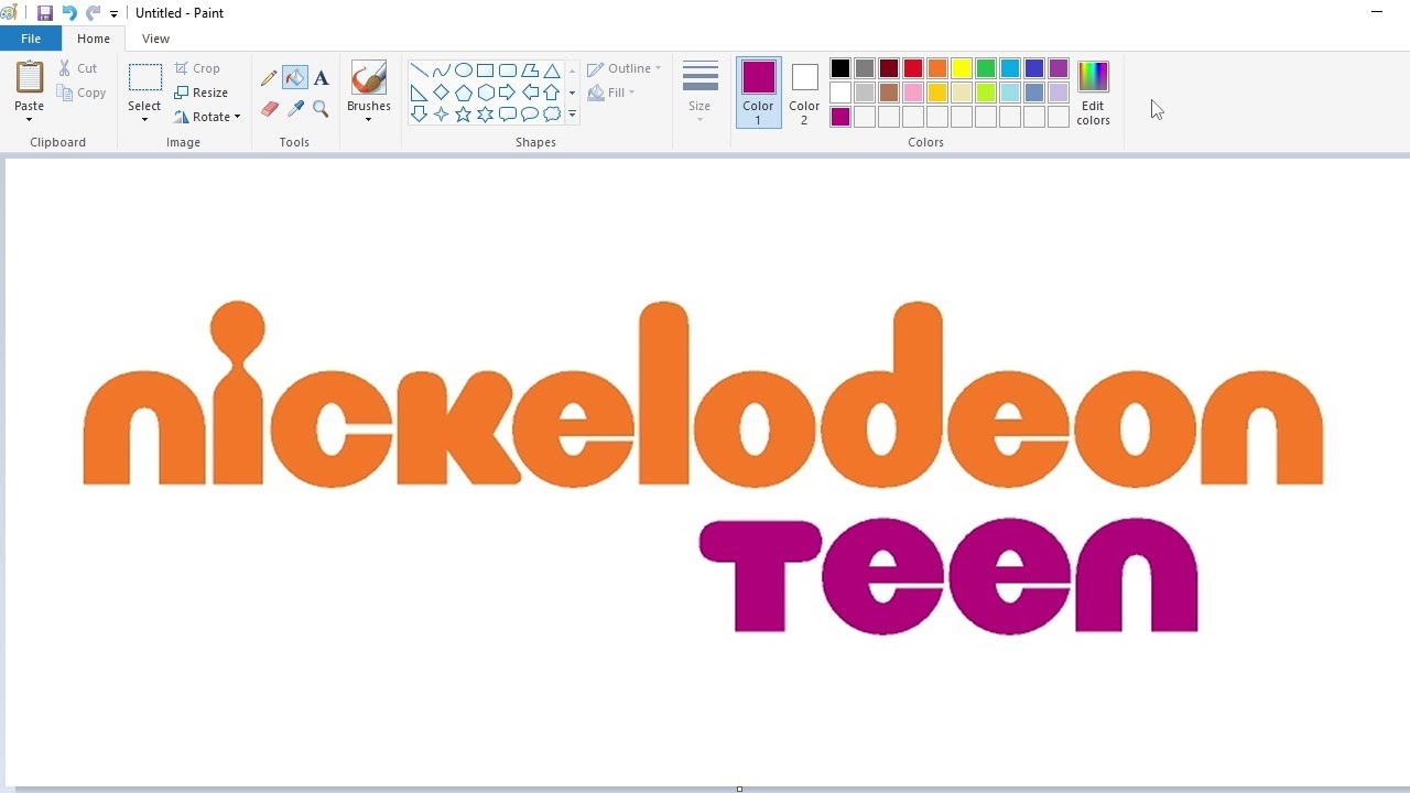 How to draw the Nickelodeon Teen logo using MS Paint | How to draw on ...