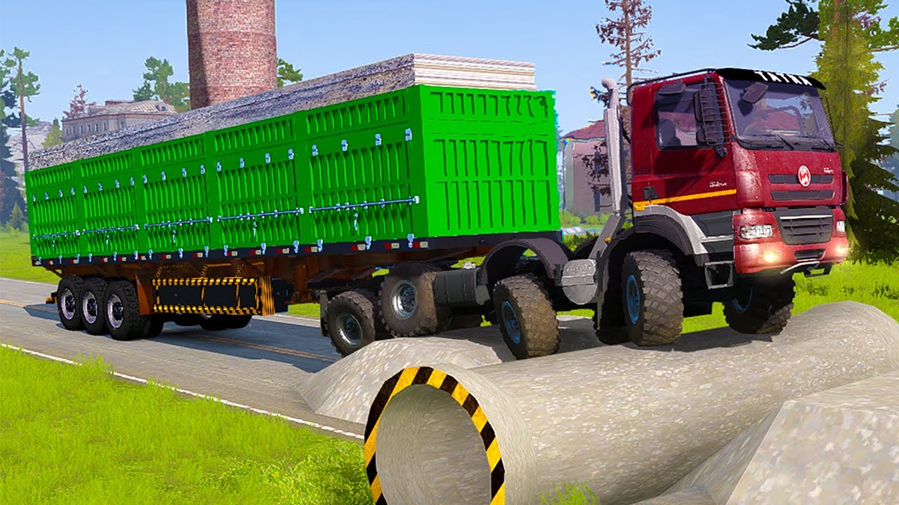 Truck vs Extreme Broken Road and Speed Bumps #mudrunner #23 - YouTube