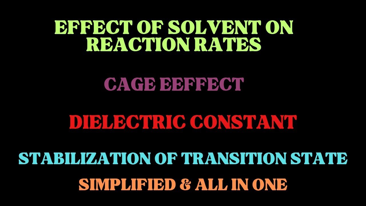 Effect of solvent on reaction rates| Cage effect| Dielectric constant ...