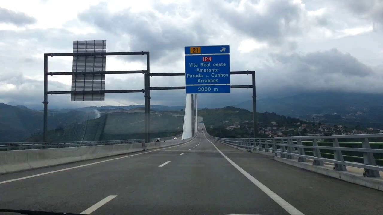 Crossing the Corgo River Bridge (1), Highway A4, Vila Real, Portugal ...