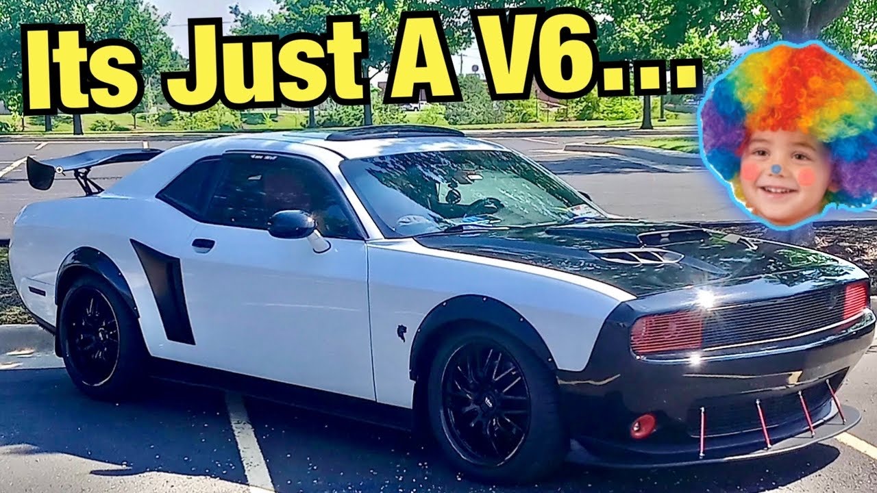 Moron Wastes ALL His Money On A RICED Out V6 Challenger... (Ricer Cars ...