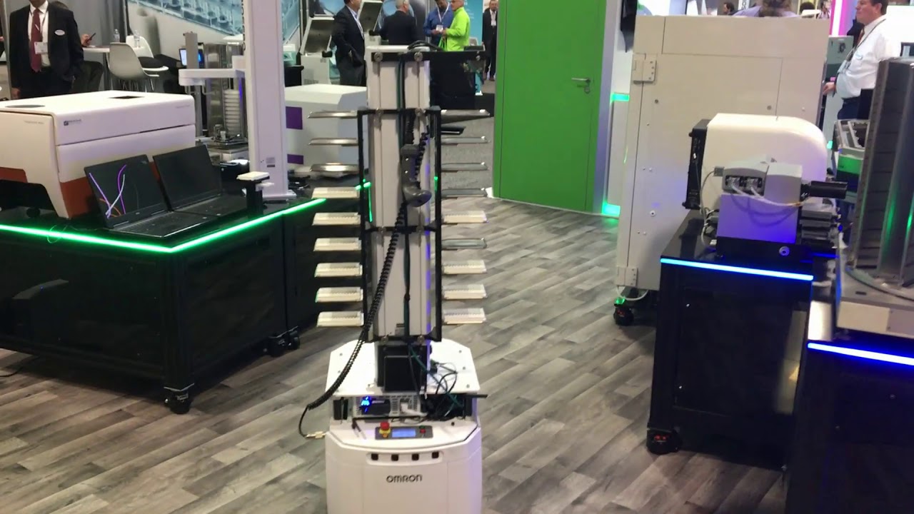 Powered by Green Button Go - OMRON's Mobile Robot - YouTube