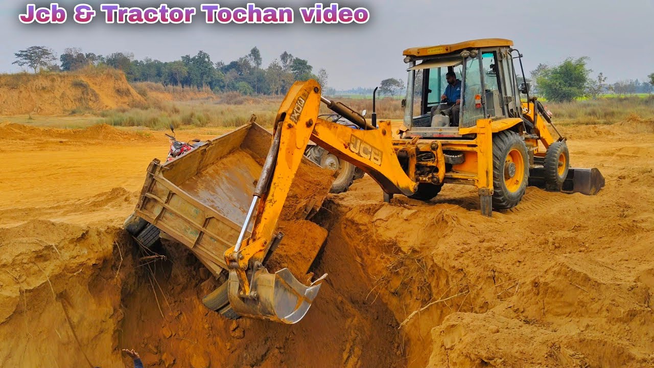 Jcb 3DX Machine Tochan by Sonalika Tractor trolley || New Jcb Tochan ...