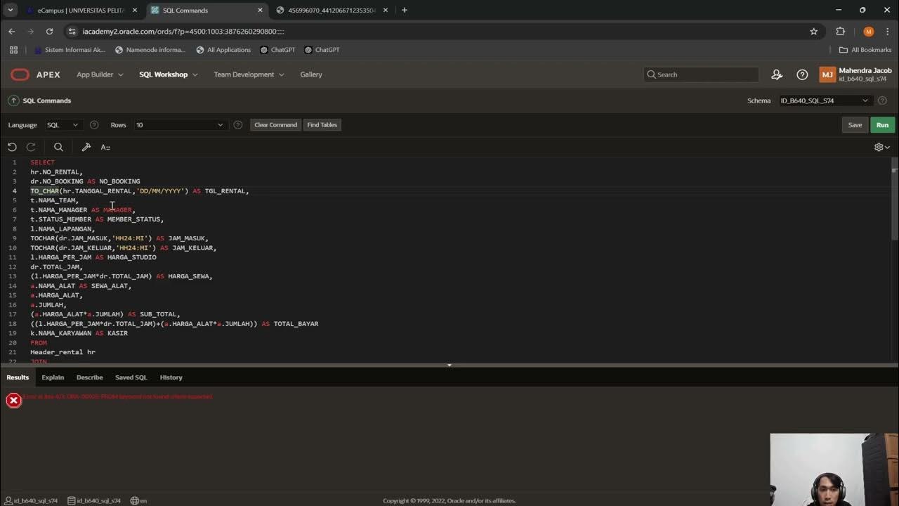 TUGAS MBD Menggunakan Perintah Join pada SQL oracle apex - YouTube