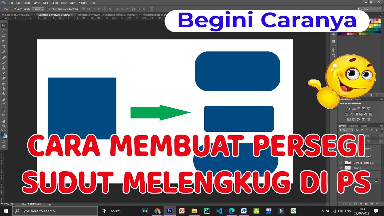 Cara Membuat Bentuk Shape Melengkung di Photoshop - YouTube