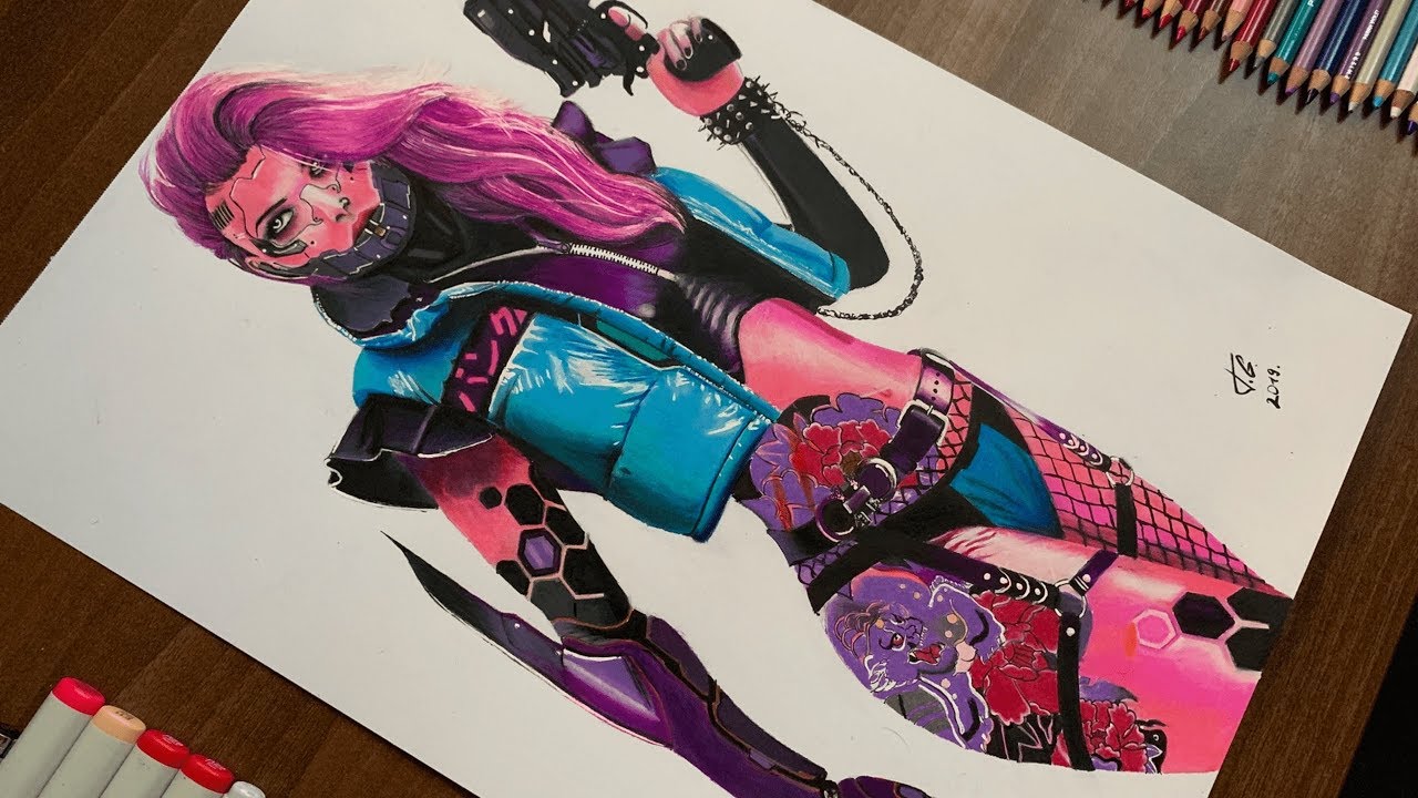 Drawing Cyberpunk 2077 - Cyberpunk girl - YouTube