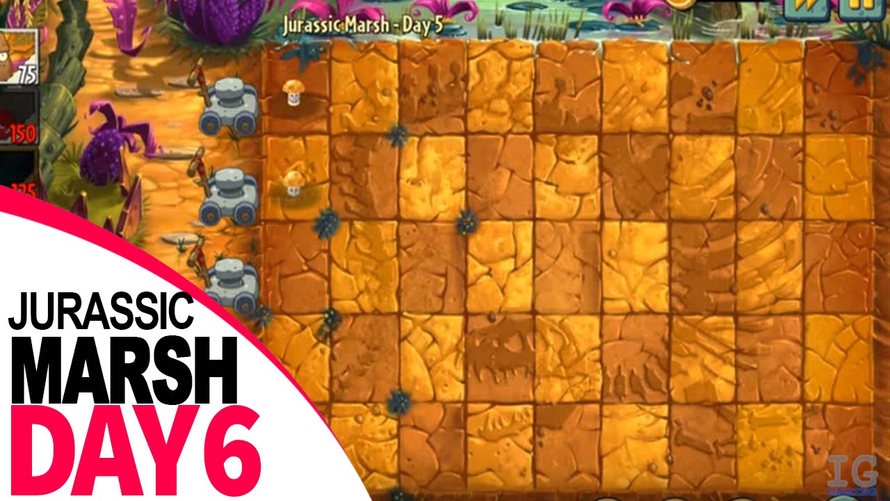 Plants Vs Zombies 2 Jurassic Marsh Day 6: New Costume Primal Wall-nut ...