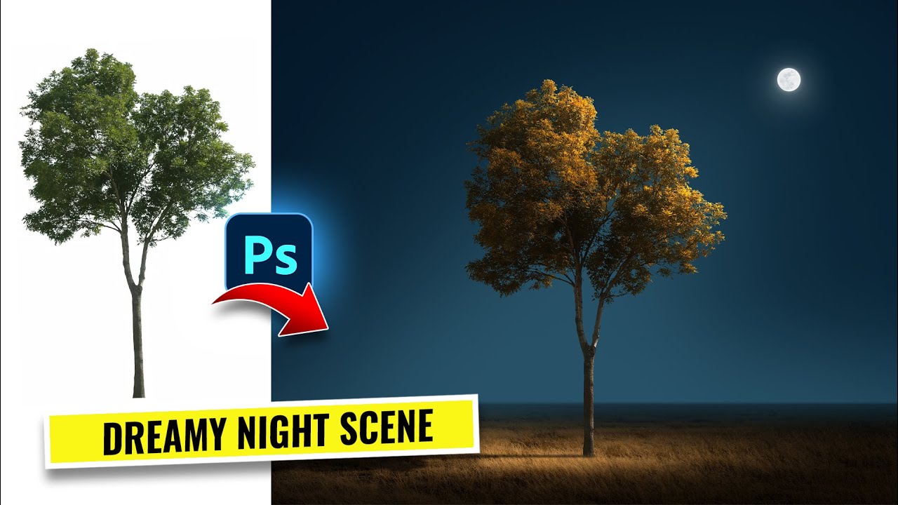 Create a Moonlight Tree Surreal Night Scene in Photoshop | Photo ...
