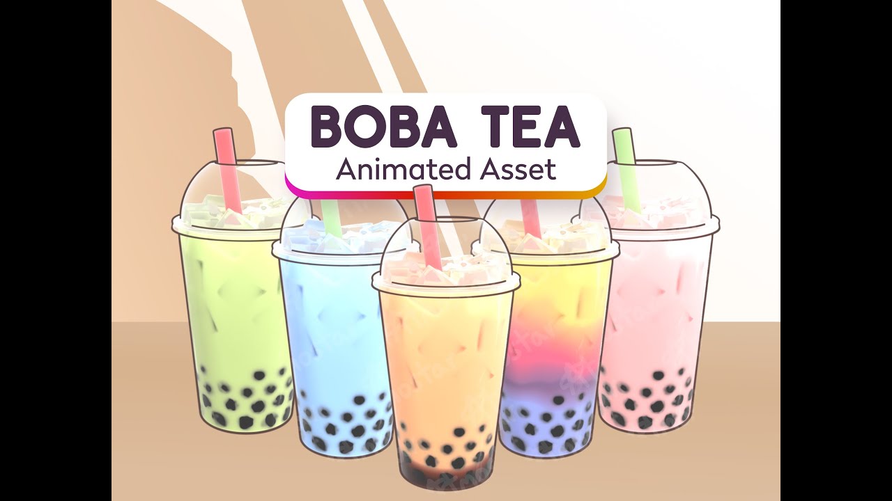 Animated Bubble Tea Stream Overlay: Iced Boba Vtuber Drink Assets (webm ...