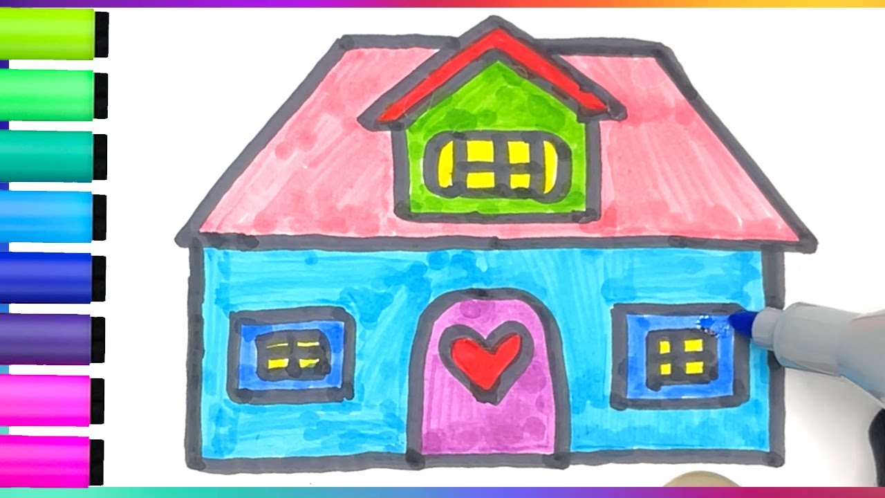 How to Draw a Miniature Small House for Beginners, Coloring & Painting ...