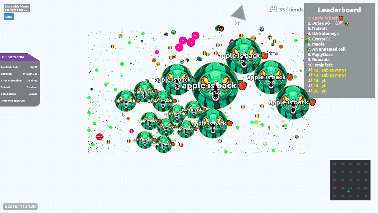 AGARIO TAKEOVER WITH BOTS #9 // OP-Bots.com - YouTube