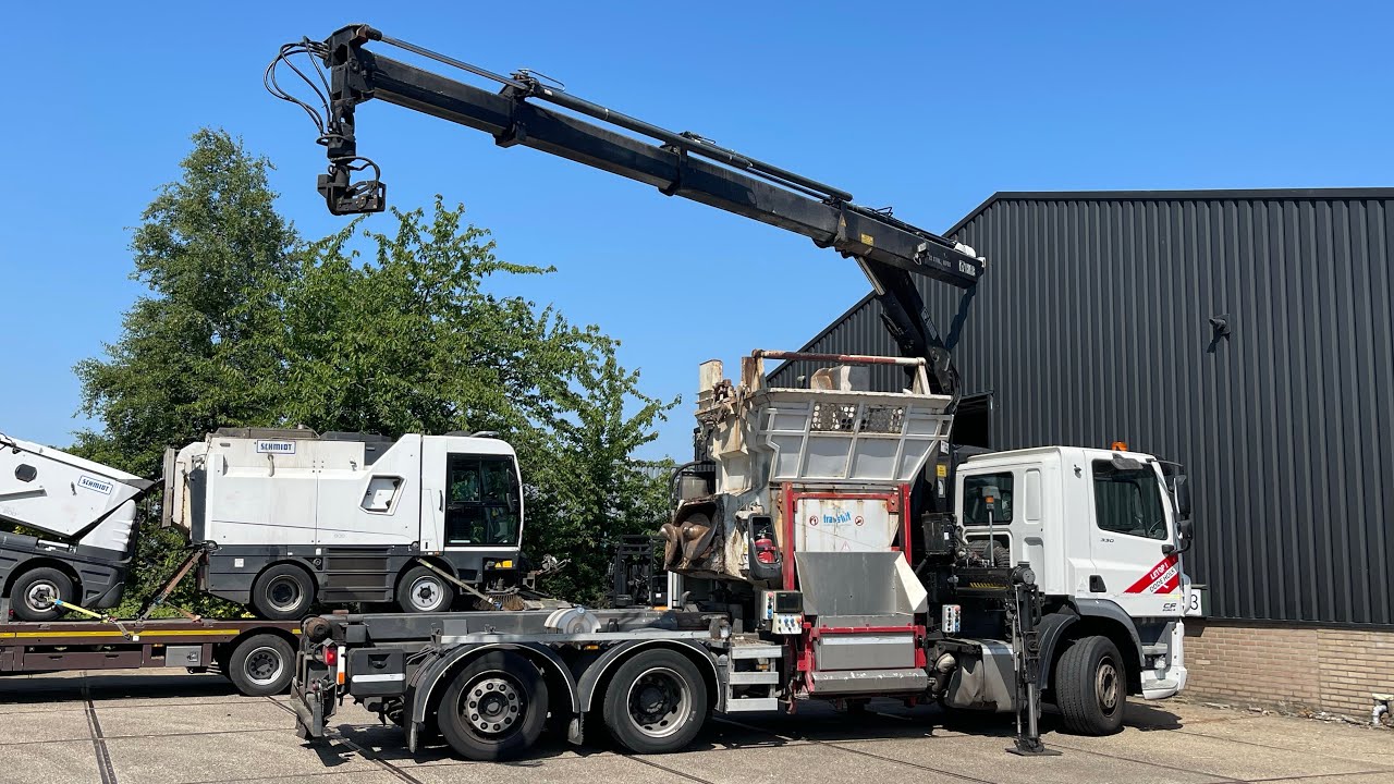Kraantrechter inzamelvoertuig DAF CF 330 FAN met laadkraan Hiab ...