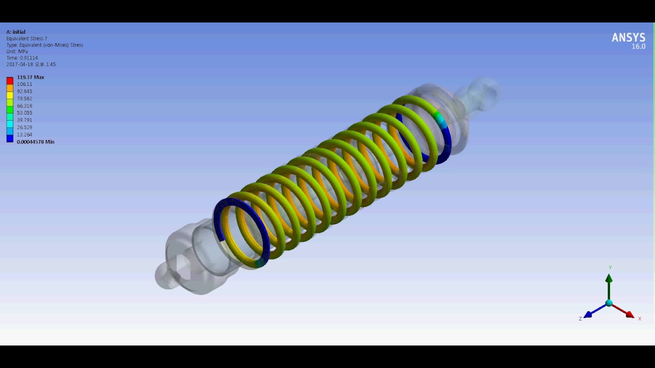 Analysis for Shock Absorber in ANSYS R16 - Spring - 1 - YouTube
