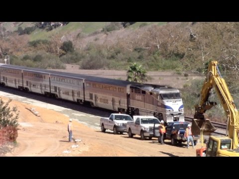 Amtrak and Coaster Trains through Form B Limits - YouTube