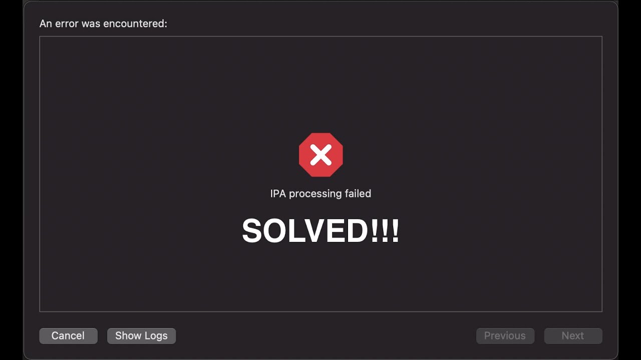 IPA processing failed - Xcode - M1 mac - YouTube