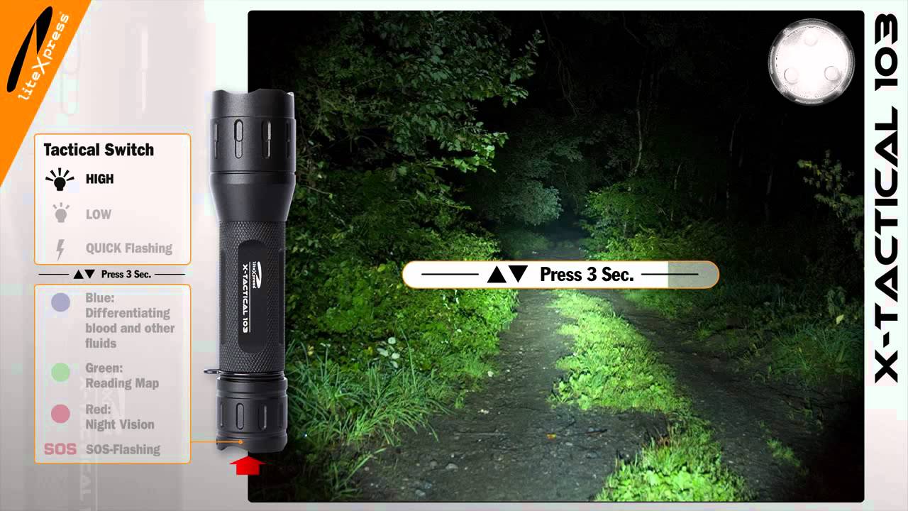 liteXpress LED-Taschenlampe X-TACTICAL 103 - YouTube