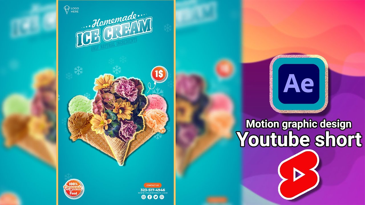 Homemade ice-cream motion graphic design 🔥🔥🔥 After effect tutorial for ...