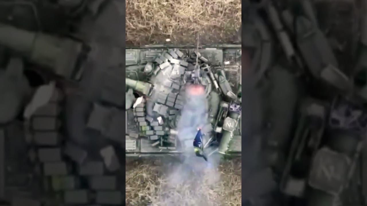 Ukrainian drone precisely drops bomb into open Russian tank hatch ...