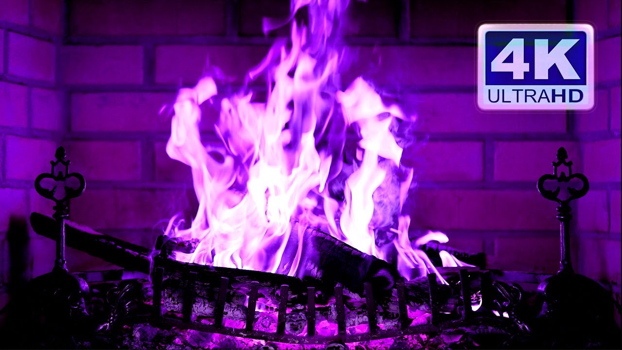 🔥 PURPLE FIREPLACE 4K Ultra HD. Halloween Ambience - YouTube
