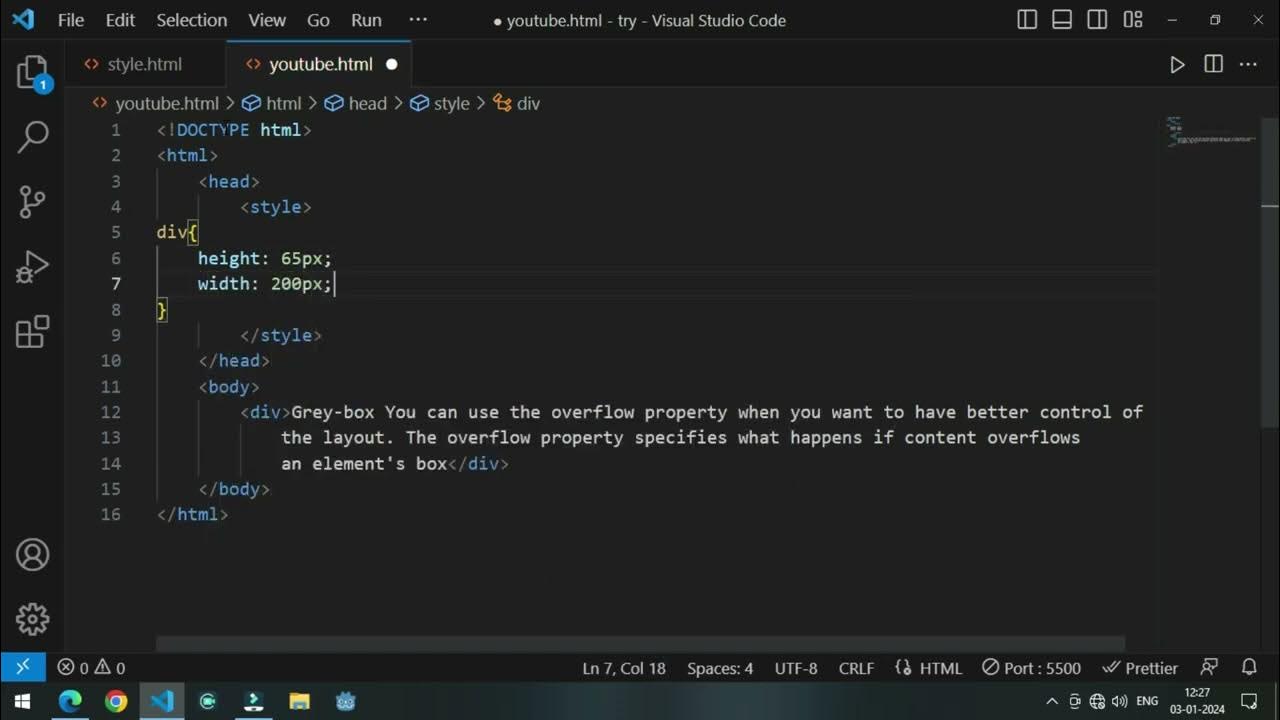 how to apply overflow hidden and visible in css with visual studio 🙂🥰#viral #trending #youtube # ...