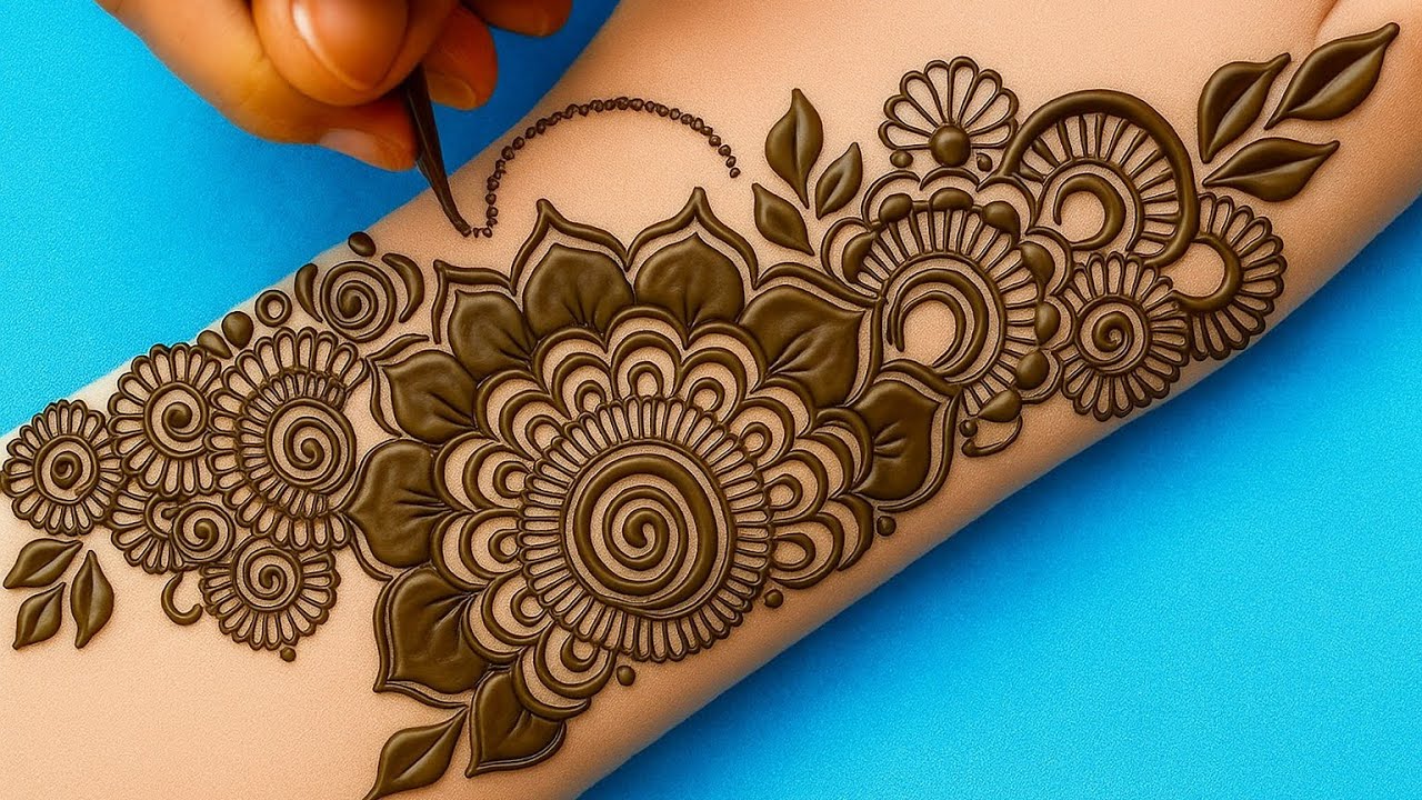 Back side mehndi design/Floral mehndi designs for hands/Full hand ...